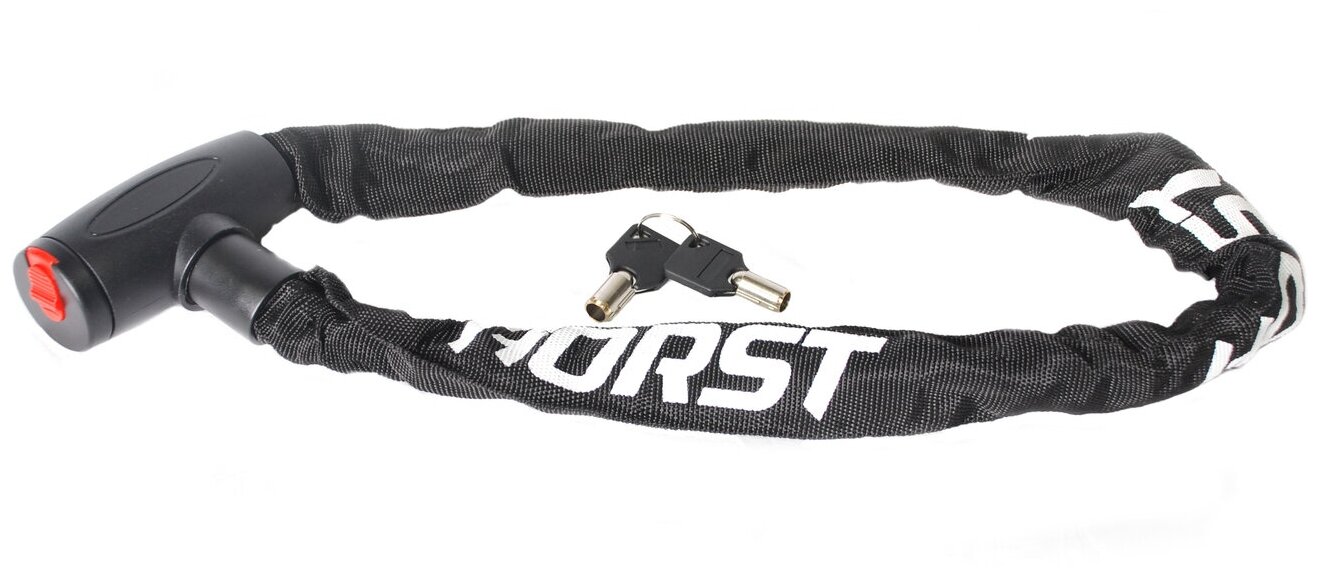 Велозамок цепь HORST. Размер: 6х900мм. На ключе. Цвет: Черный.