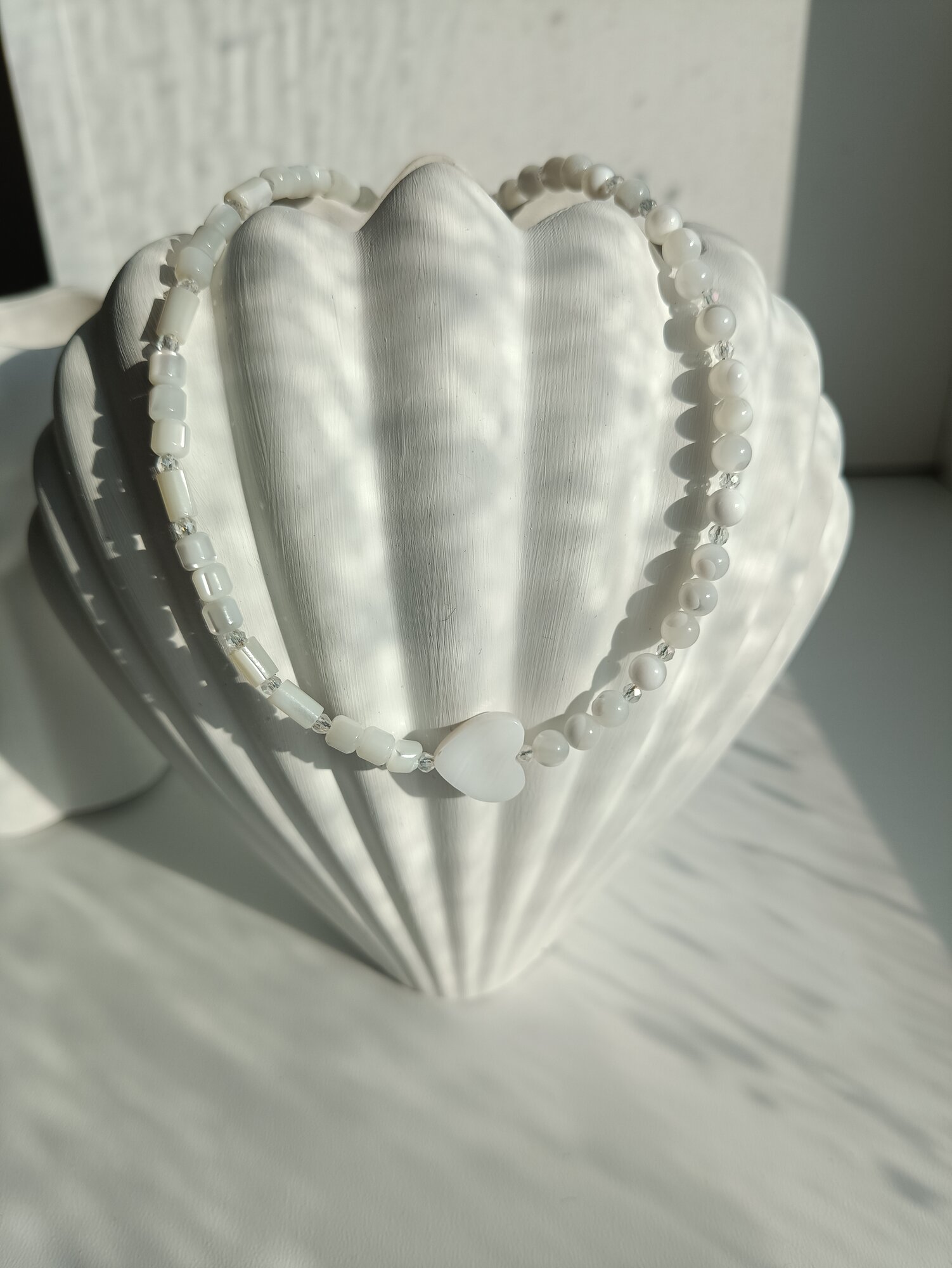 Чокер, перламутр, гематит