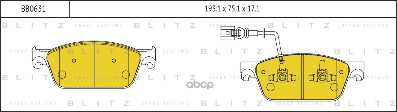 Колодки тормозные дисковые передние VW Multivan/Transporter 03-> Blitz арт. BB0631