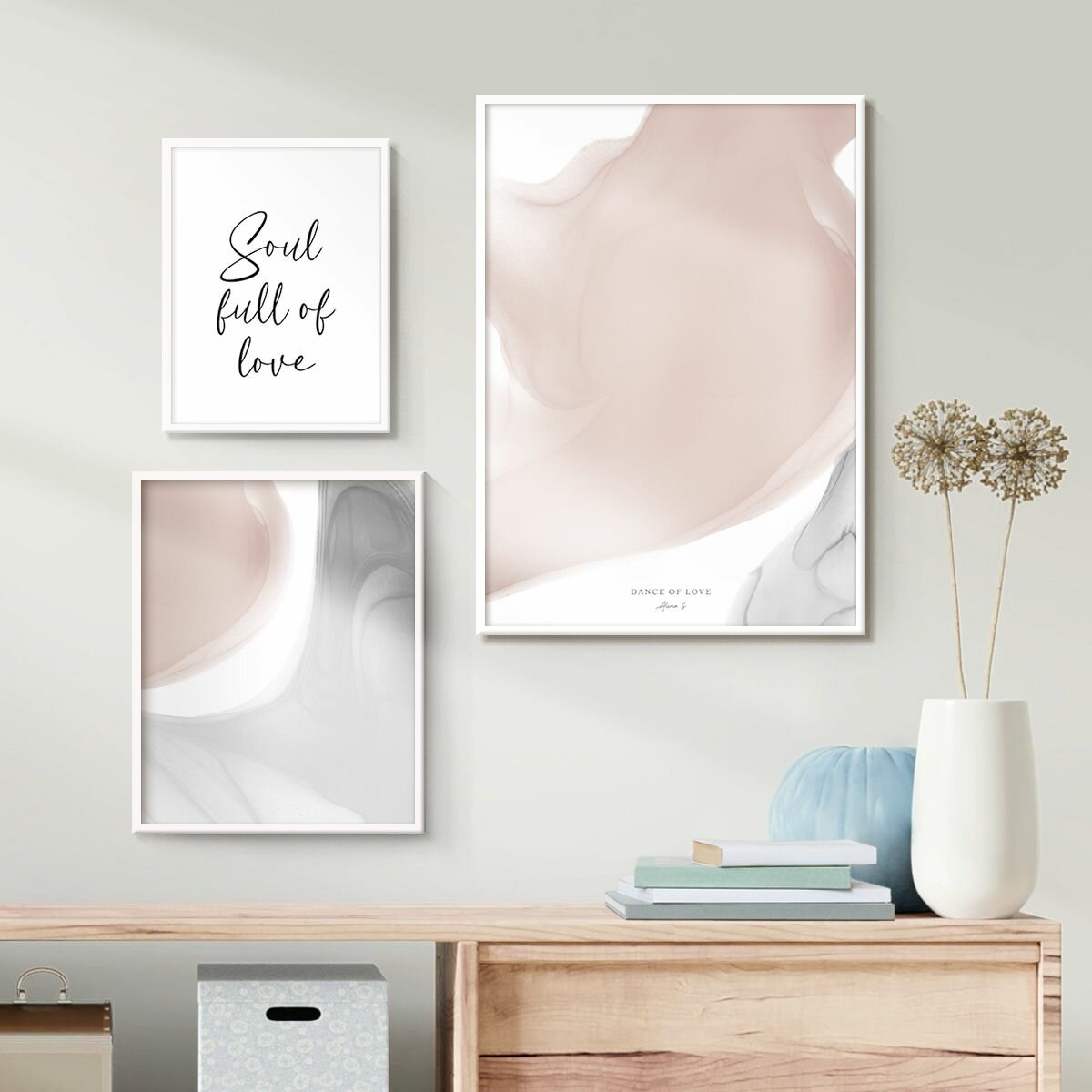 Постеры на стену для интерьера "Дымка" 3 шт, набор постеров, плакаты на стену, 28 Картин