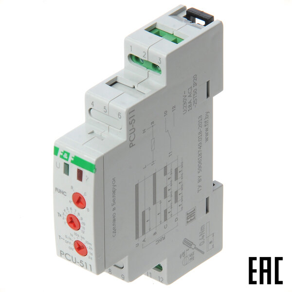 Реле времени PCU-511 многофункциональное, 8 А, 230 В AC, 0,1 сек.- 24 сут. 1 «переключающийся» Евроавтоматика
