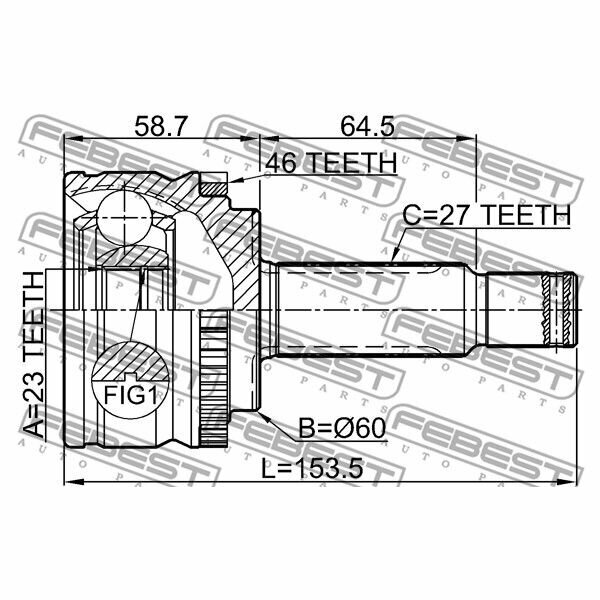 Ремкомплект шруса для автомобиля Kia Hyundai, FEBEST 2210-CD20A46 (1 шт.)