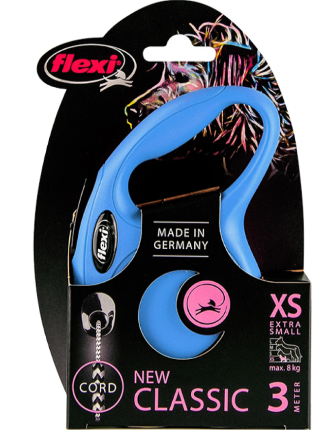 Поводок-рулетка для собак Flexi New Classic XS тросовый 3 м 30 мм синий