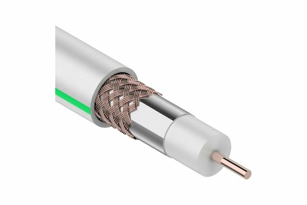 REXANT SAT 703B коаксиальный кабель 75 Ом Cu/Al/Cu 75% экран белый бухта 50 м