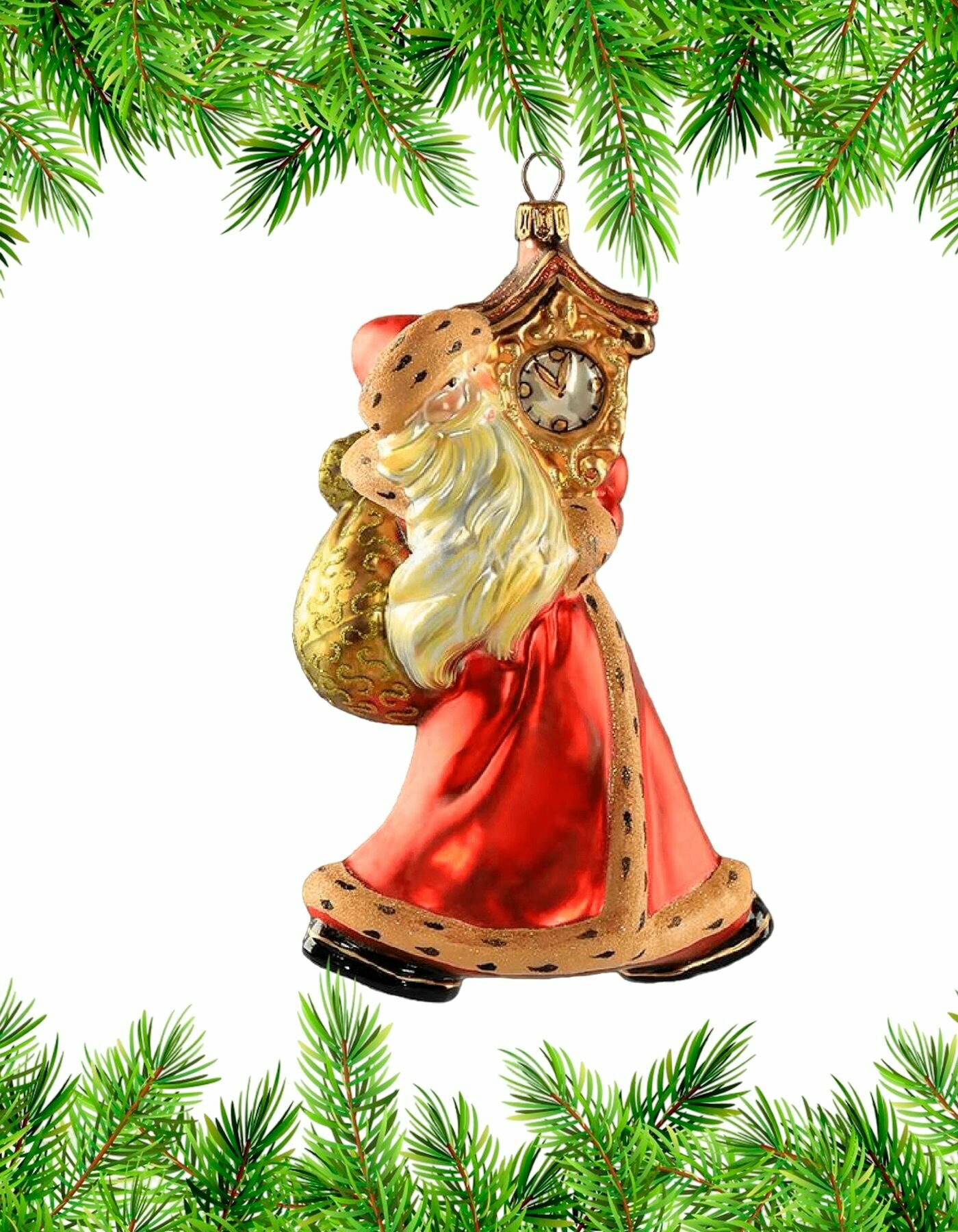 Игрушка на елку Санта с часами Komozja Family