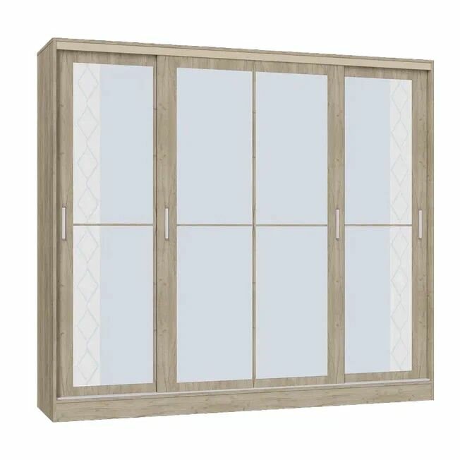 Шкаф-купе Флоренция с 4 зеркалами, от ВНК-Мебель размер 218х220х58см, цвет дуб крафт серый