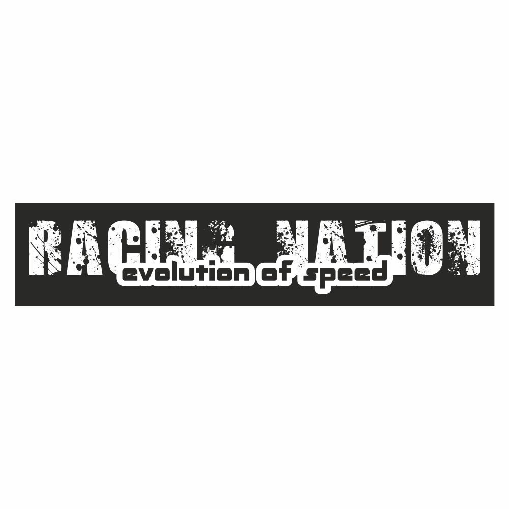 Полоса на лобовое стекло 1220х270мм "RACING NATION" черная, Арт рэйсинг