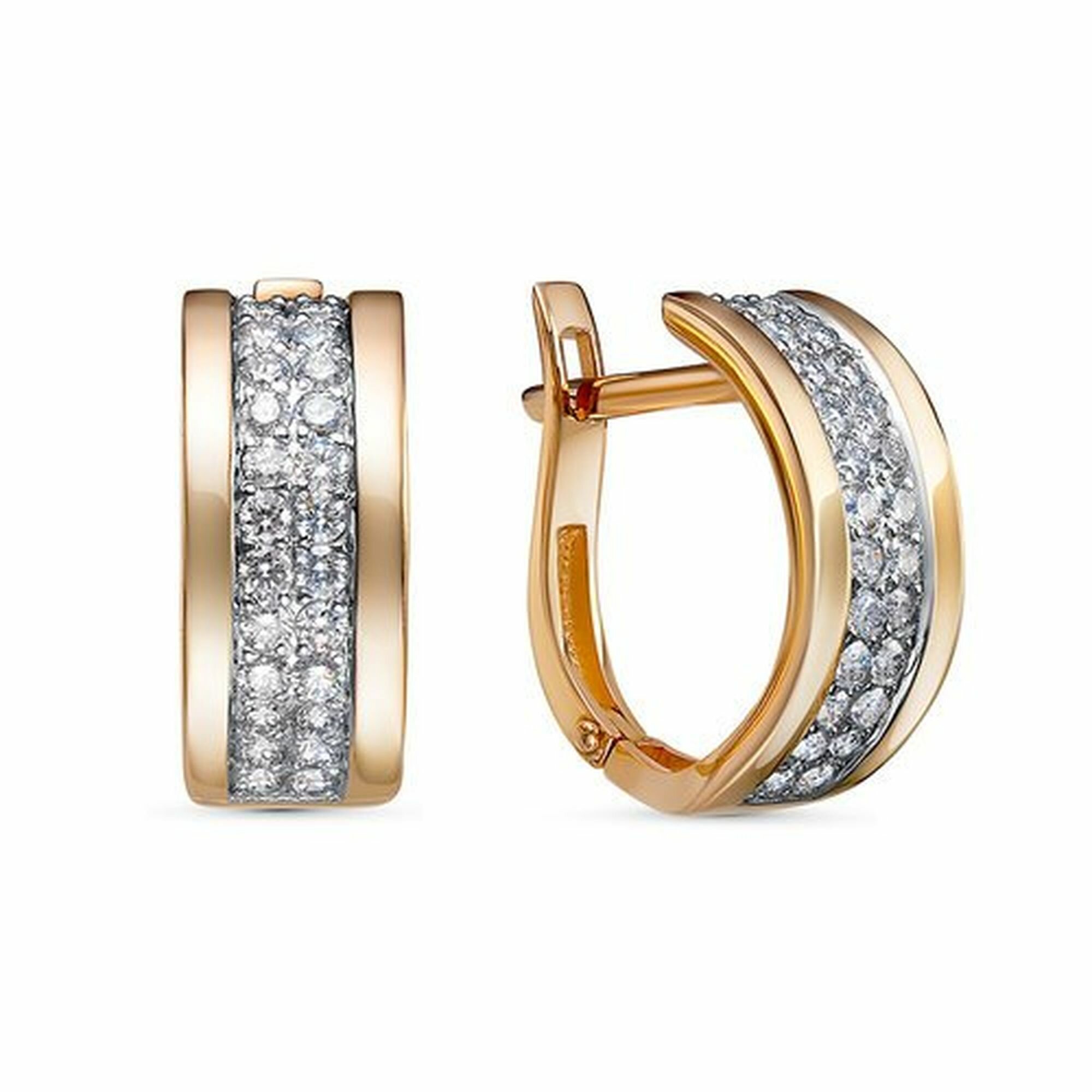 Серьги, красное золото, 585 проба, бриллиант