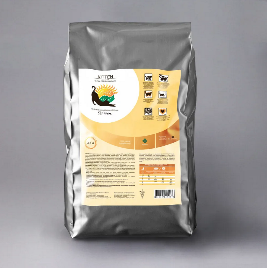 Сухой корм LiveRA (Ливера) Kitten для котят, суфле из мяса домашней птицы, 3,5 кг