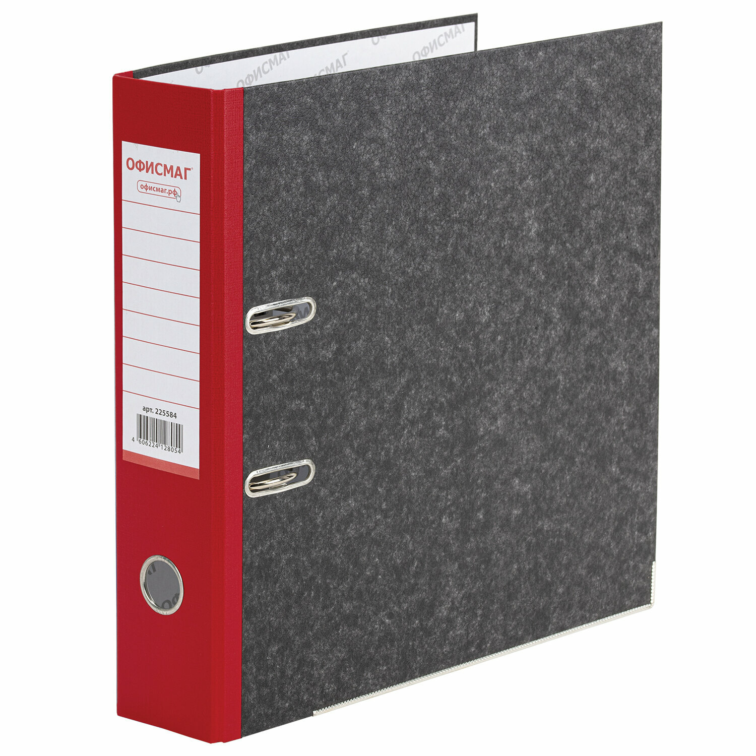 Папка-регистратор офисмаг, фактура стандарт, с мраморным покрытием, 75 мм, красный корешок, 225584 (цена только за 1 шт.)