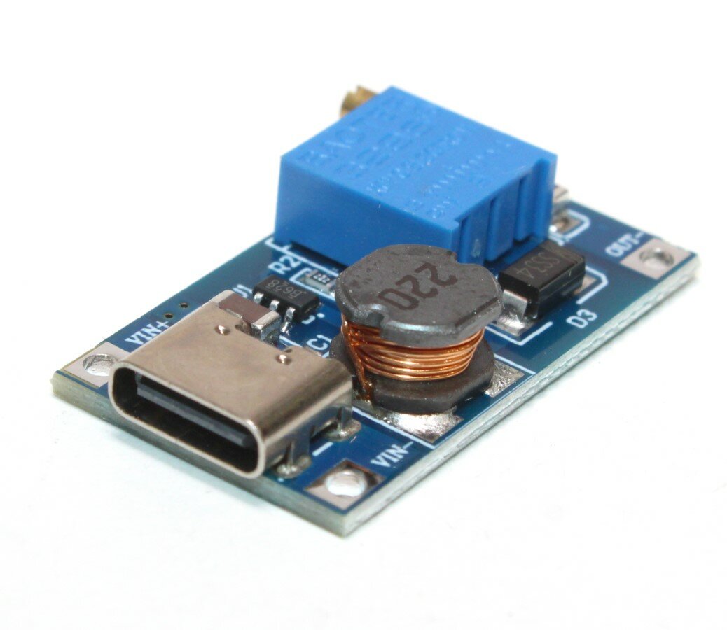 MT3608Type-C, Повышающий DC-DC преобразователь, (Uвх.=2-24В, Uвых.=2-28В, Imax=2А)