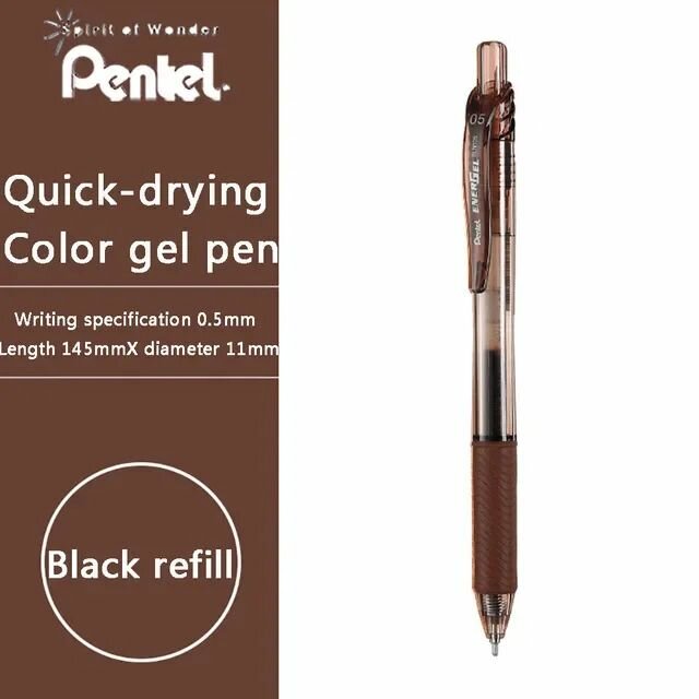 12 шт, японская быстросохнущая нейтральная игольная ручка Pentel BLN-105, 0,5 мм