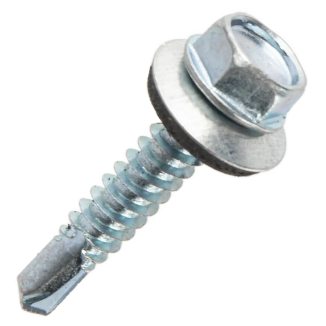 Саморезы кровельные по металлу с пресс-шайбой цинк 6.3x32 60 шт.