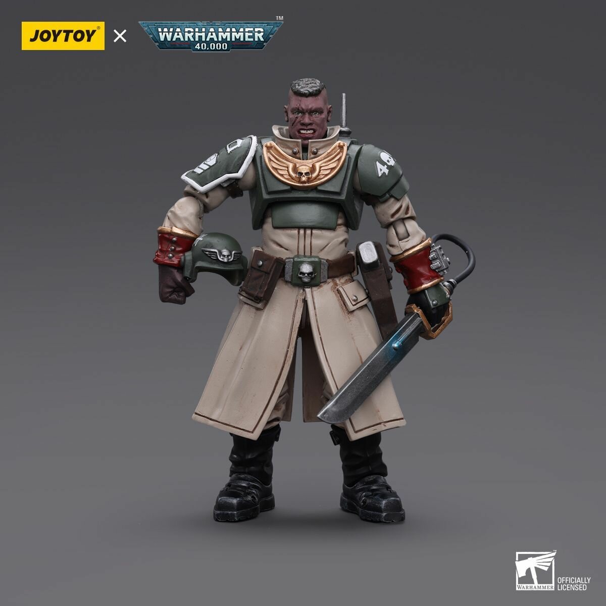 Подвижная фигурка JOYTOY Warhammer 40K Astra Militarum Cadian Command Squad Commander with Power Sword -hj