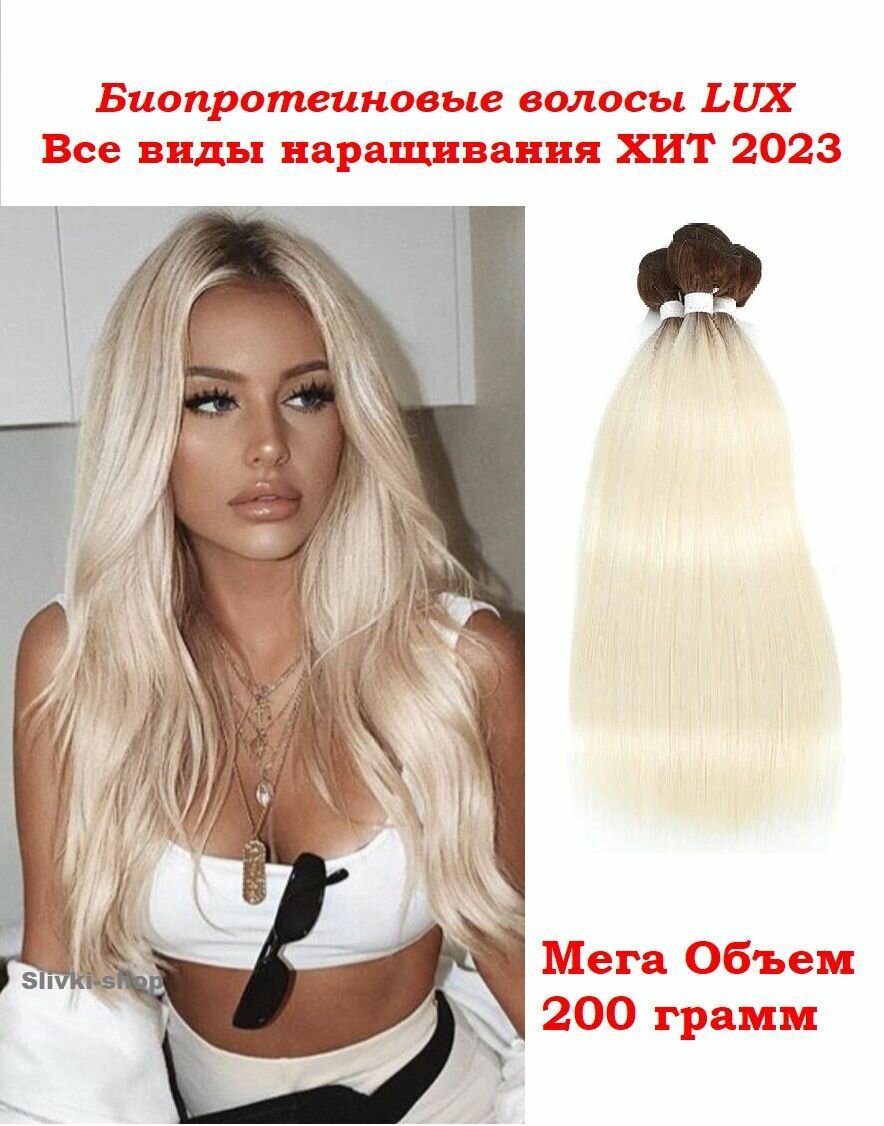 Биопротеиновые волосы для наращивания на трессе 75 см 200 грамм Блонд 60 Каштан 04 Омбре №51