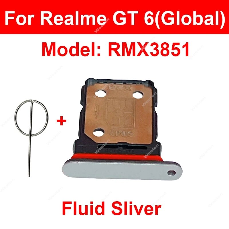 Лоток SIM-карты Realme GT 6(Global) Fluid Silver RMX3851
