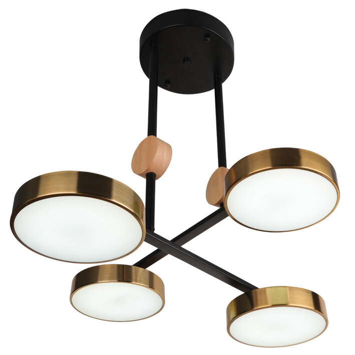 Люстра потолочная светодиодная ЭлисСвет светильник подвесной черный с золотыми элементами 7832HX/4 BK + GOLD