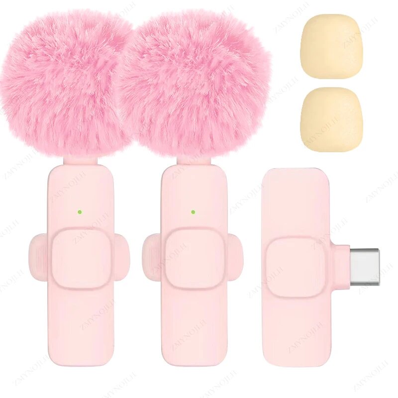Беспроводной петличный микрофон для записи Pink 2in1 Type-C