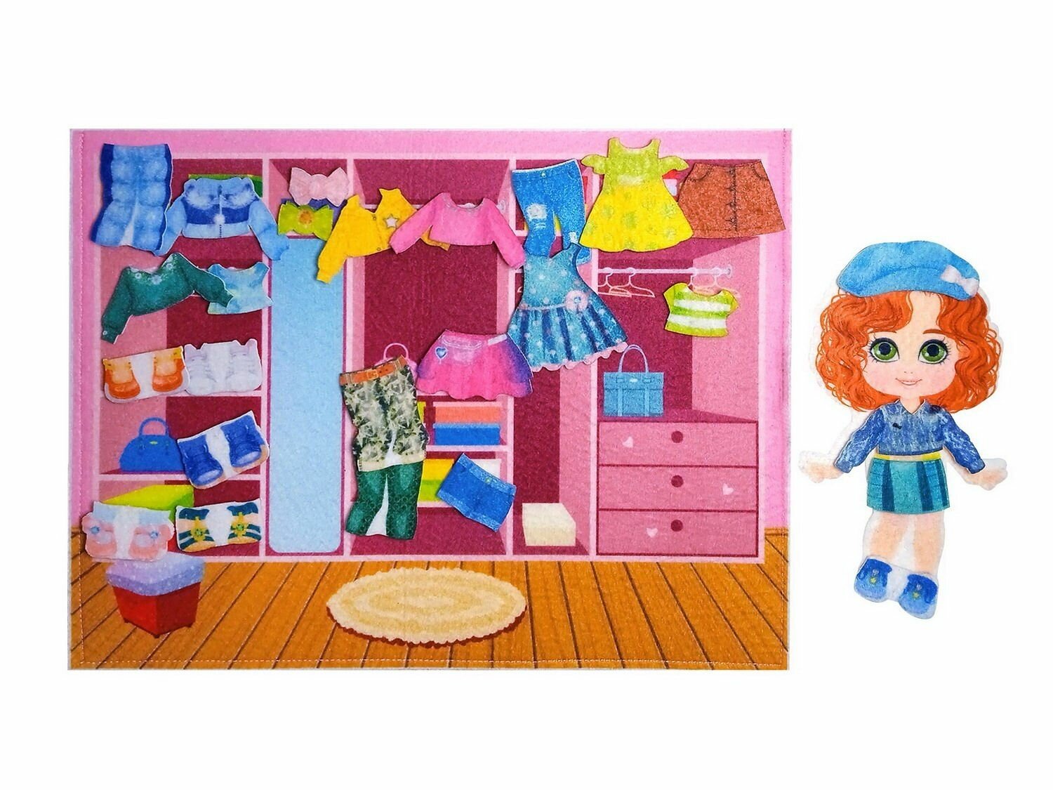 Развивающая игра из фетра Десятое Королевство Одевашки, игровое поле 30,5х23 см и 27 элементов