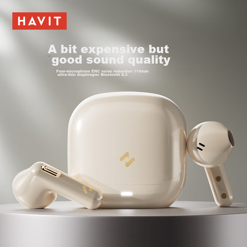 Беспроводные наушники HAVIT True Wireless Semi In-Ear Bluetooth Headphones, цвет White