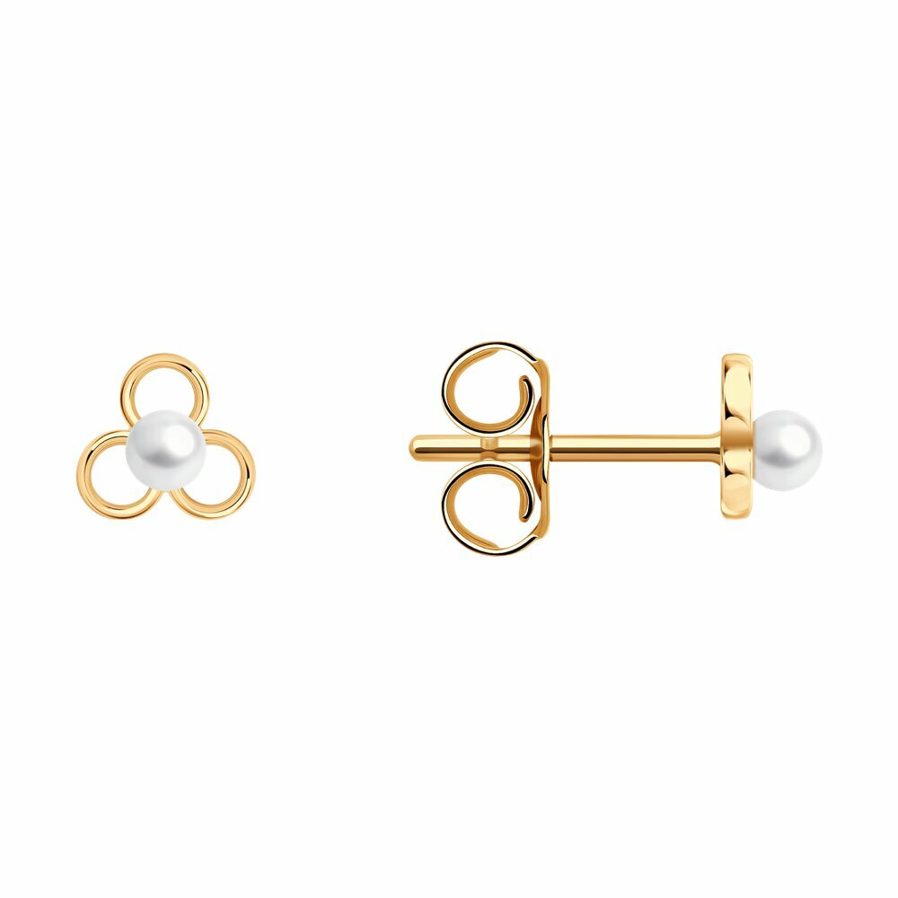 Серьги, красное золото, 585 проба, жемчуг пресноводный культивированный