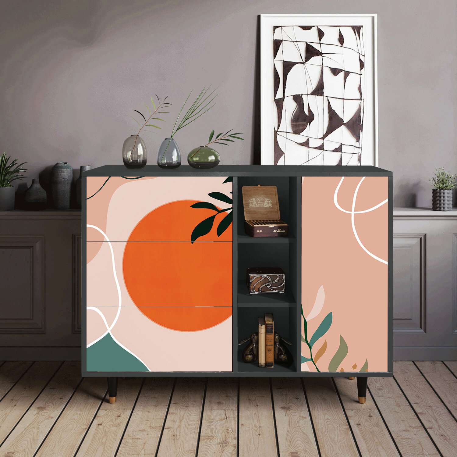 Комод - STORYZ - BS2 Artwork, Разер - 125 x 97 x 48 см , Цвет корпуса - Антрацит