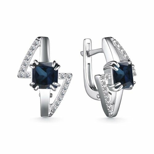 Серьги, серебро, 925 проба, фианит, топаз синтетический