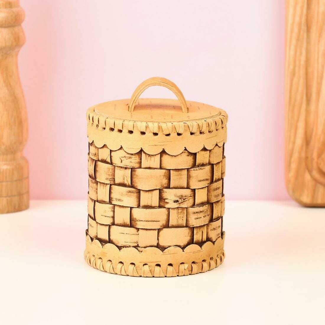 Товары для дома Туес «Велюр», плетеный, 8 × 8 × 12 см, береста