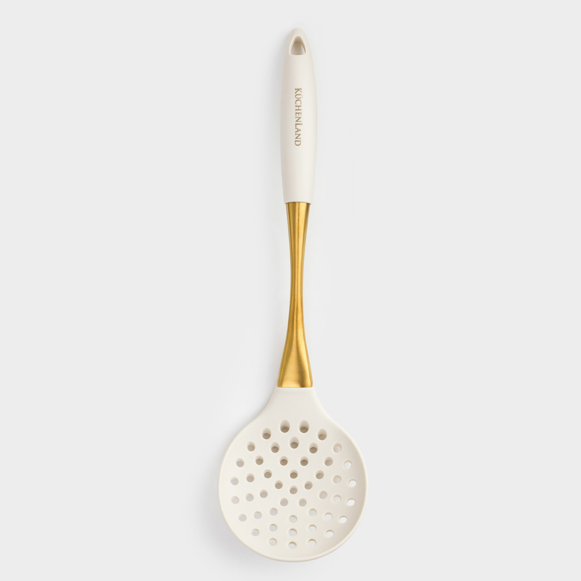 Шумовка, 36 см, силикон/сталь, молочно-золотистая, Pintino