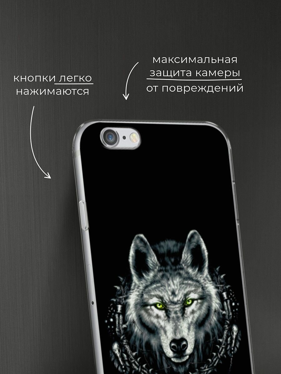 Силиконовый чехол на Apple iPhone 6 / Айфон 6 с принтом "Волк оберег" — фото 1