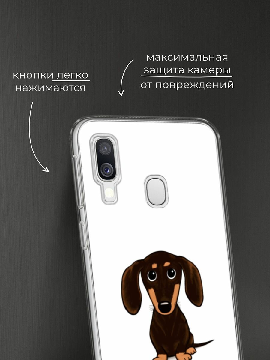Чехол на Samsung Galaxy A40 / Самсунг Галакси А40 с принтом "Маленькая такса" — фото 1