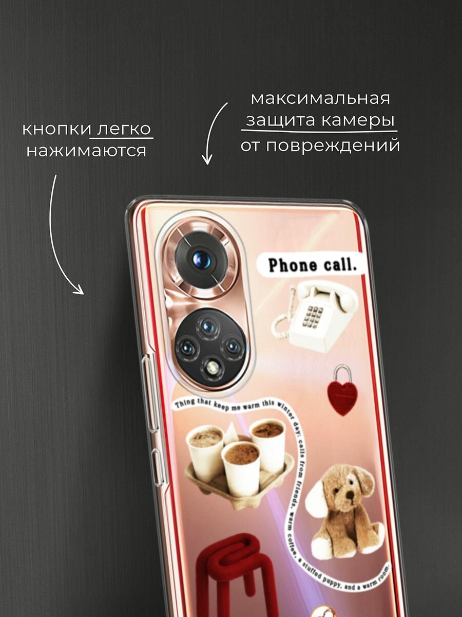 Чехол на Honor 50/Huawei Nova 9 / Хонор 50/Хуавей Нова 9 с принтом "Phone call", прозрачный — фото 1