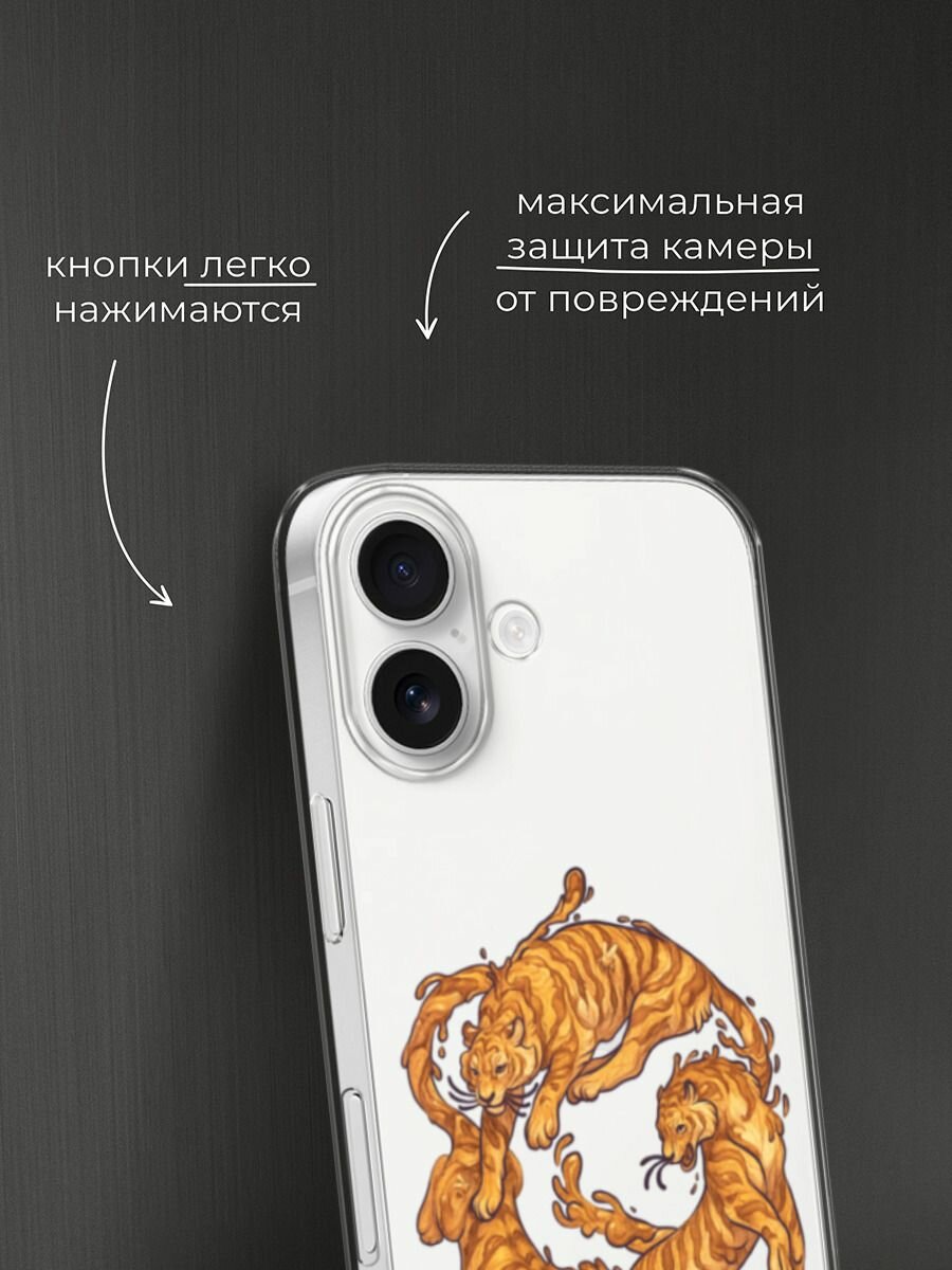 Чехол на Apple iPhone 17 / Айфон 17 с принтом "Играющиеся тигры 2", прозрачный — фото 1