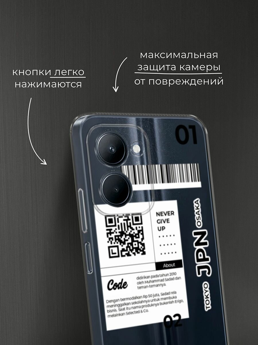 Чехол на Realme C33 / Реалми С33 с принтом "JPN", прозрачный — фото 1