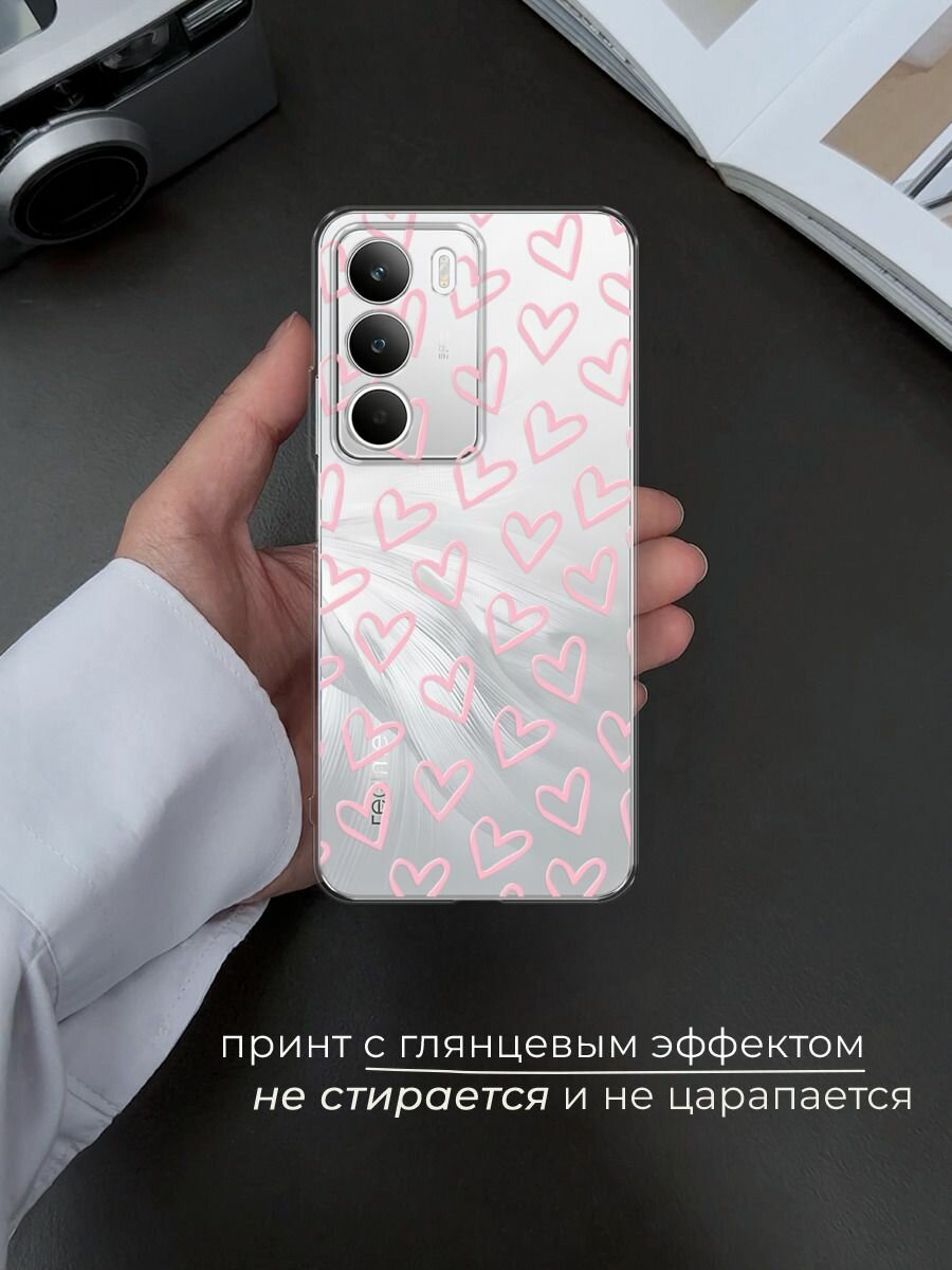 Чехол на Realme C71/P3 Lite 4G / Реалми С71/P3 Лайт 4G с принтом "Сердца паттерн" — фото 1