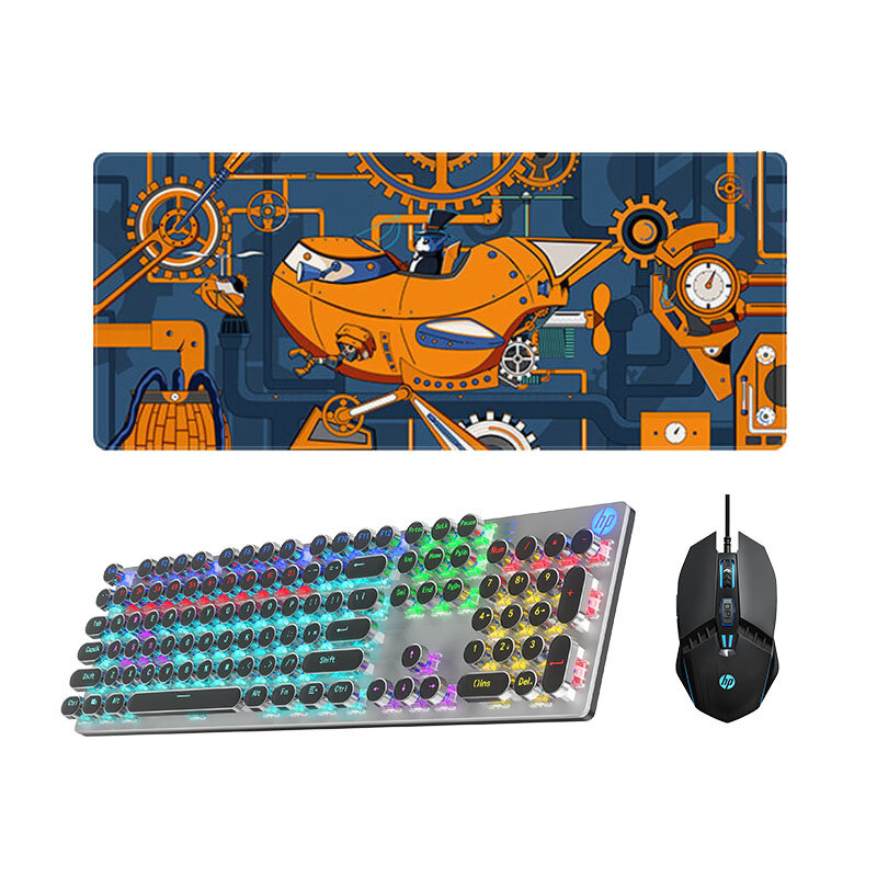 Комплект клавиатуры и мыши HP HUIPU GK400Y, multicolor, механическая клавиатура, игровая мышь, для геймеров