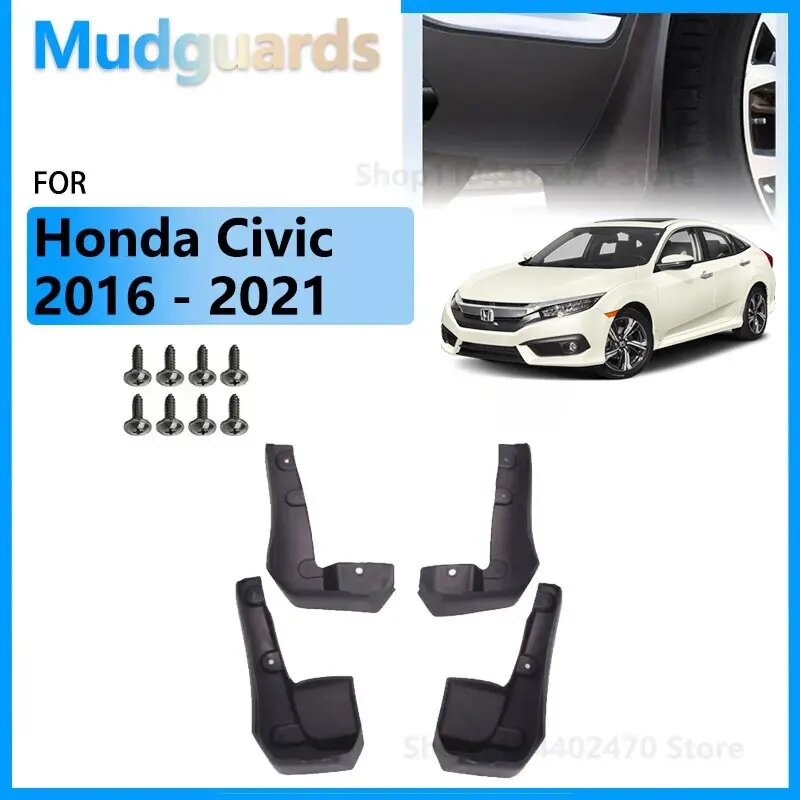 Брызговики для Honda Civic 10-го поколения 2016-2021 FC, автомобильные аксессуары, брызговики, передние и задние брызговики, крыло 2020 2019 2018 2017