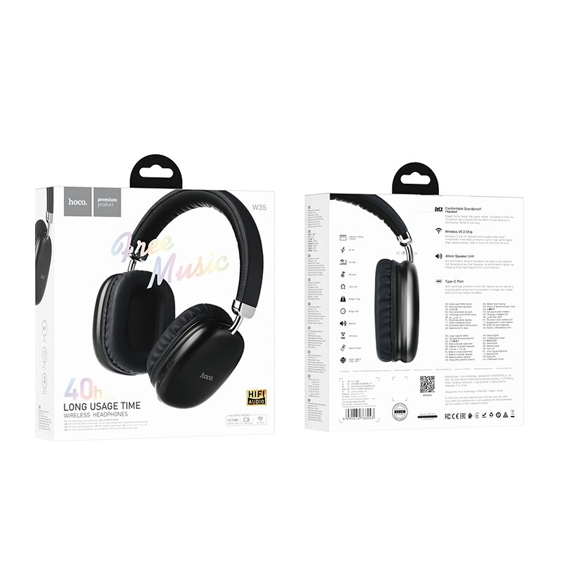 HOCO W35 беспроводные наушники с Bluetooth для спорта и бега, высококачественный стереозвук, автономность 40 часов,