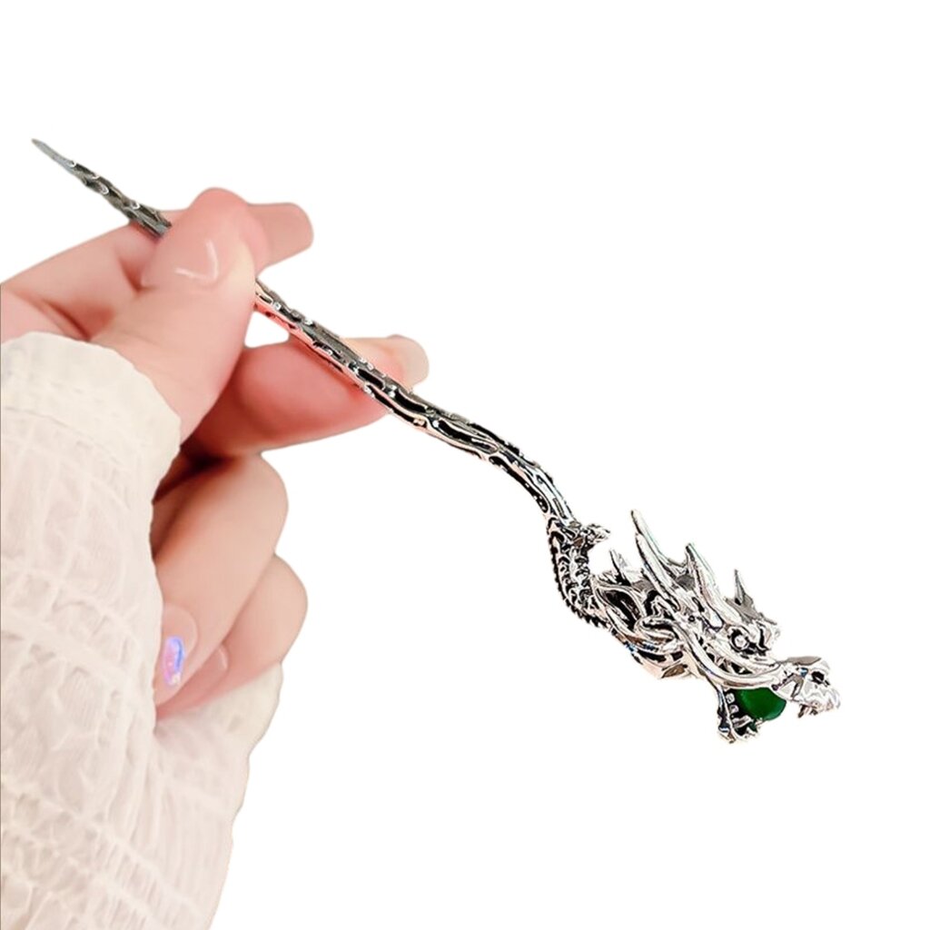 Новая шпилька в форме дракона в китайском стиле-Flying Dragon Play bead hairpin silver