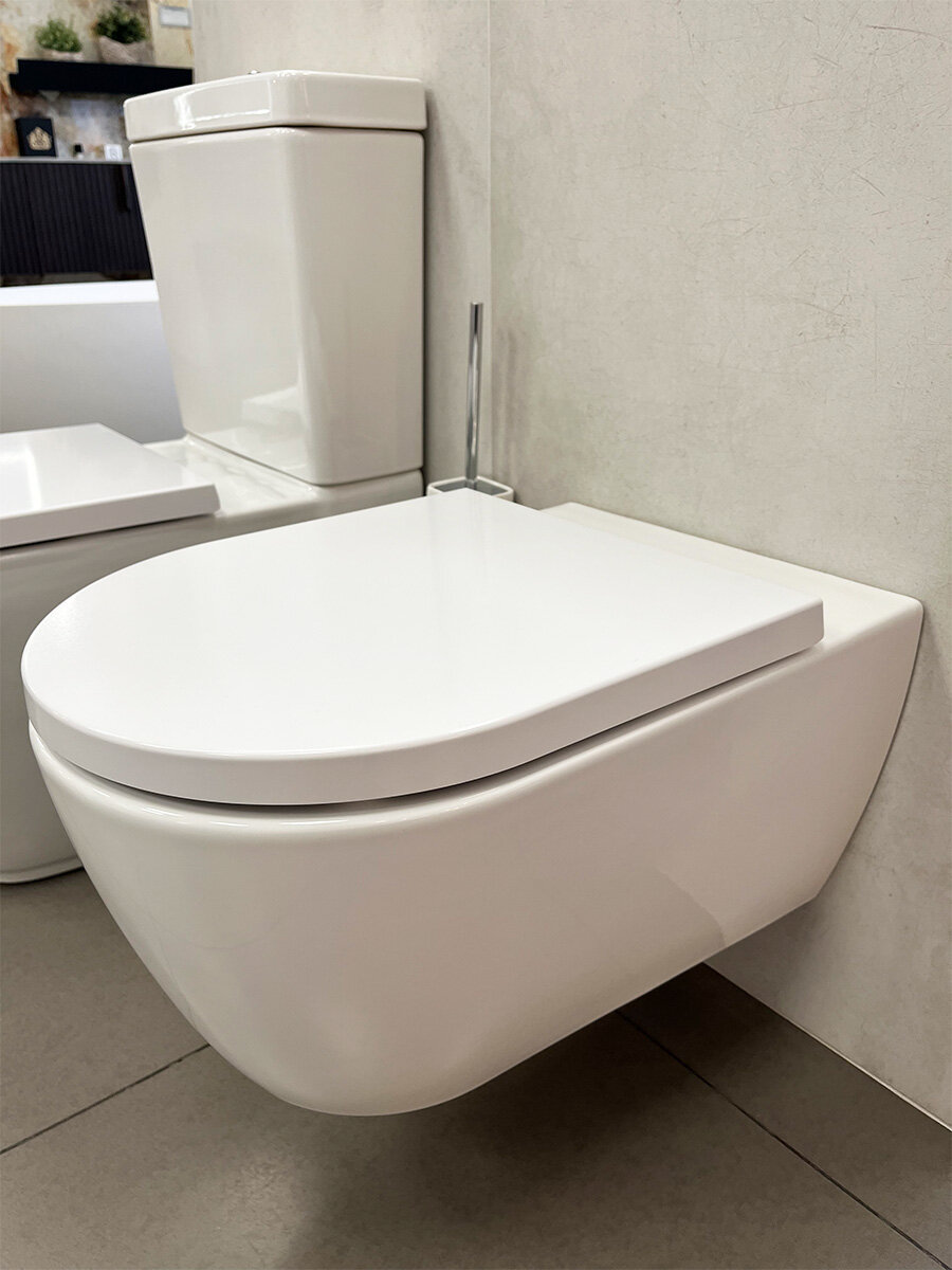 Унитаз подвесной HATRIA FUSION Y1CC01, безободковый, с крышкой-сиденьем с микролифтом , крепления в комплекте