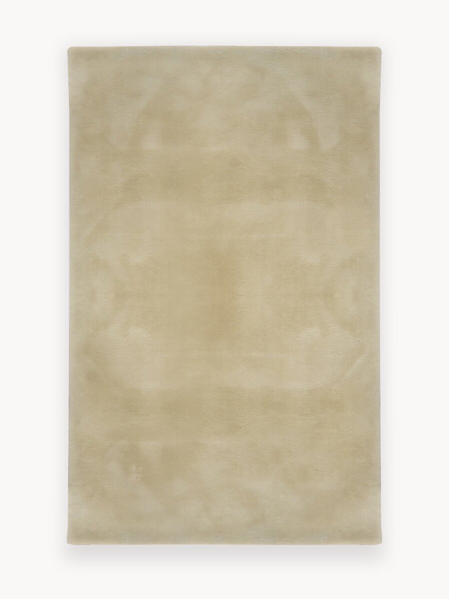 Коврик из высокоплотного искусственного кроличьего меха 35мм "REX+ бежево-оливковый" 60х120 см