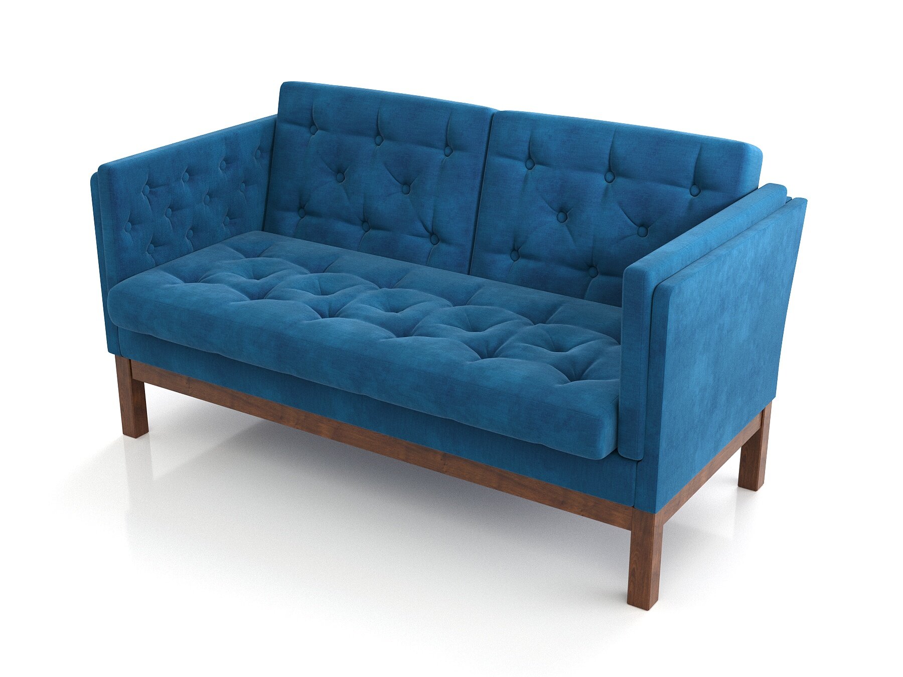 Маленький диван Arsko Айверс-М синий велюр в гостиную, в прихожую, на балкон, скандинавский лофт, дизайнерский