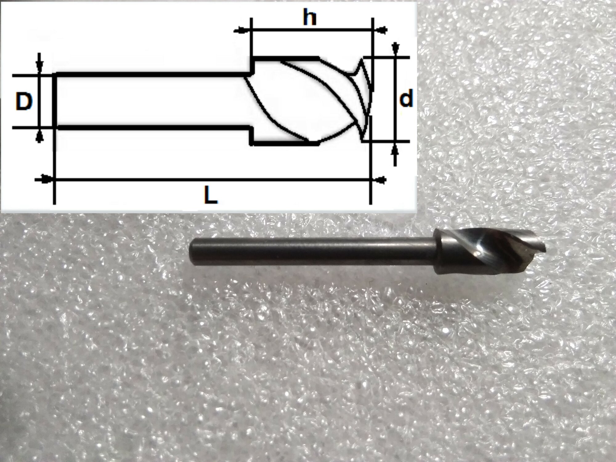 Сверло для печатных плат ZZ5.20, d-5.20/ h-12/ D-3.175/ L-38.1. для ЧПУ станка