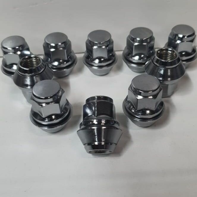 Гайка колёсная 12x1,5x33 FORD, конус, под 19 ключ, 10 штук