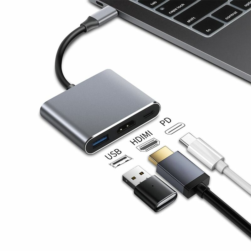 Переходник USB HUB / Разветвитель 3 в 1 COTECi (USB+HDMl +PD)