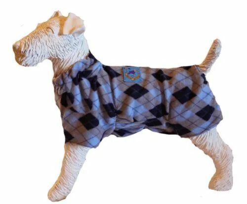 Флисовый жилет для мопса кобеля, с застёжкой липучкой, цвет клетка