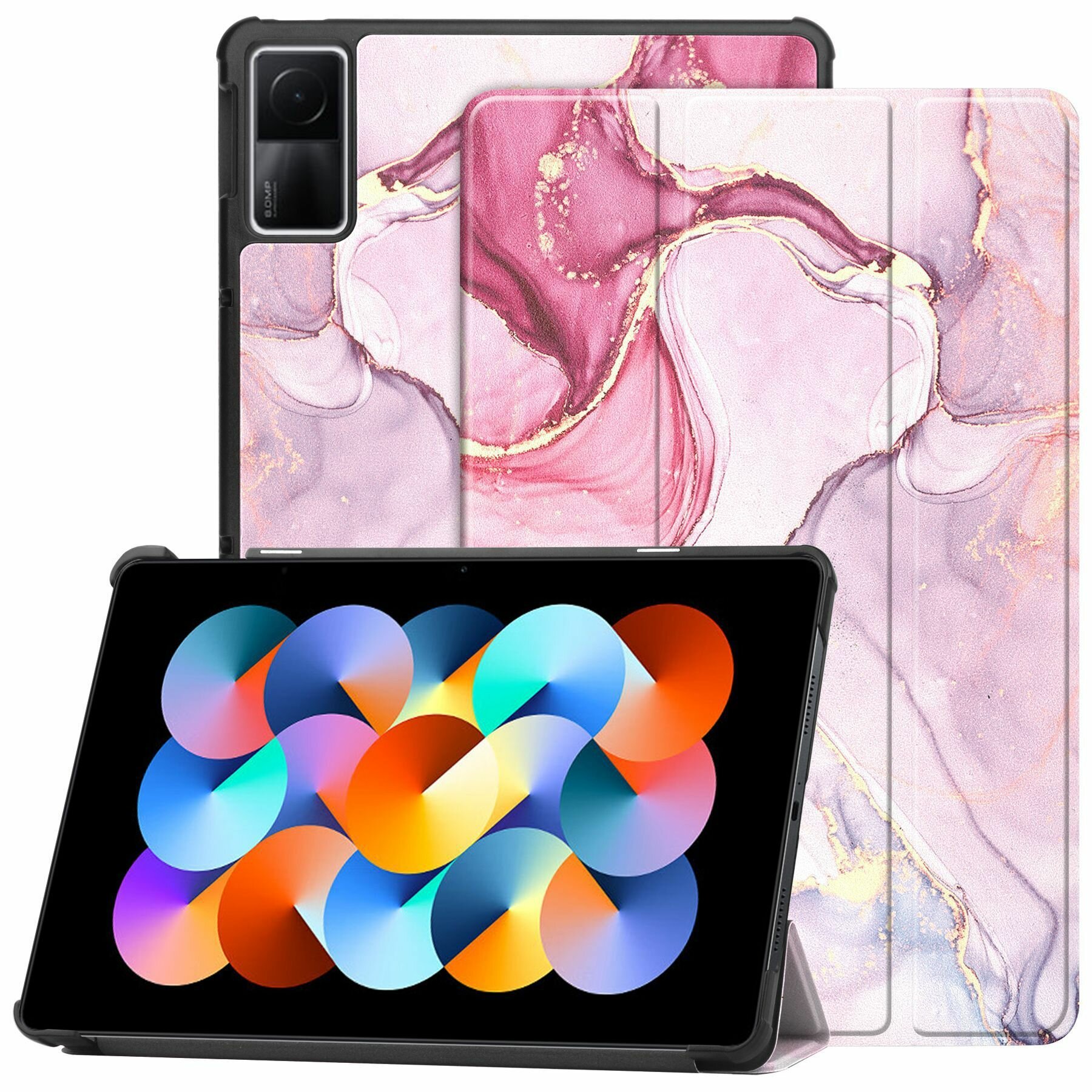 Чехол на Xiaomi Pad 6 /Pad 6 Pro / Ксиаоми Пад 6 2023 года, 11 дюйма, умный с магнитом, розовый мрамор