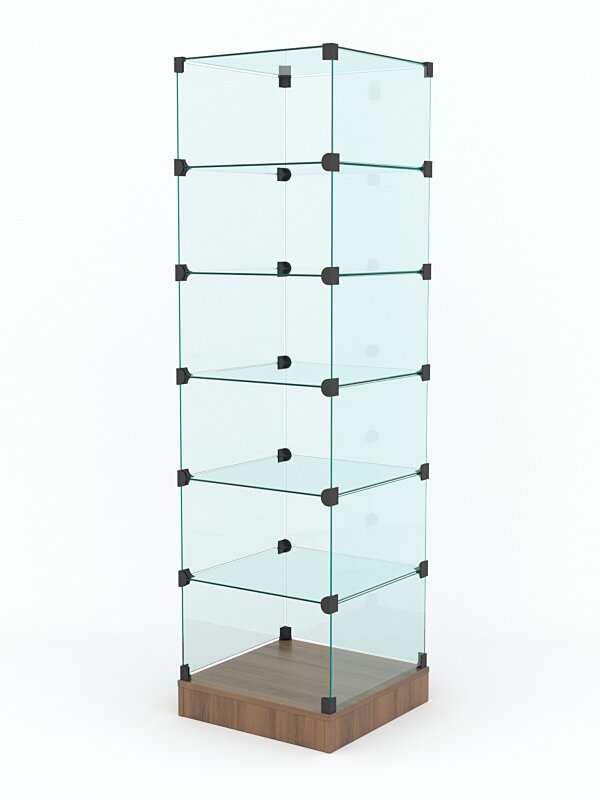 Витрина стеклянная "КУБ" №502 стаканчик (без дверок, передняя стенка - стекло), Орех