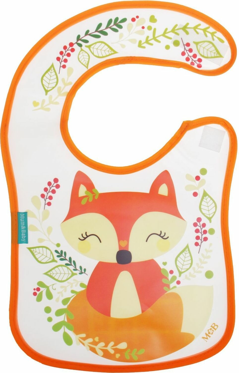 Нагрудник "Лисичка Соня" для кормления ребенка, слюнявчик детский непромокаемый с рисунком на липучке с карманом, фартук нагрудный