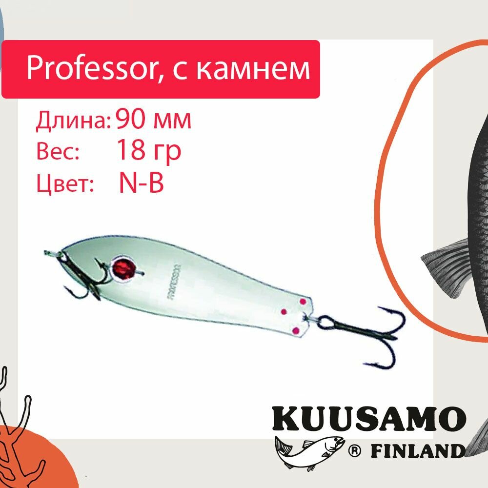 Блесна для рыбалки Kuusamo Professor 2, 90/18 с камнем, N-B (колеблющаяся)